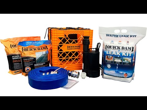 Quick Dam Emergency Flood Pump Kit with 10 and 17ft. Flood Barriers Model# QDPK2
