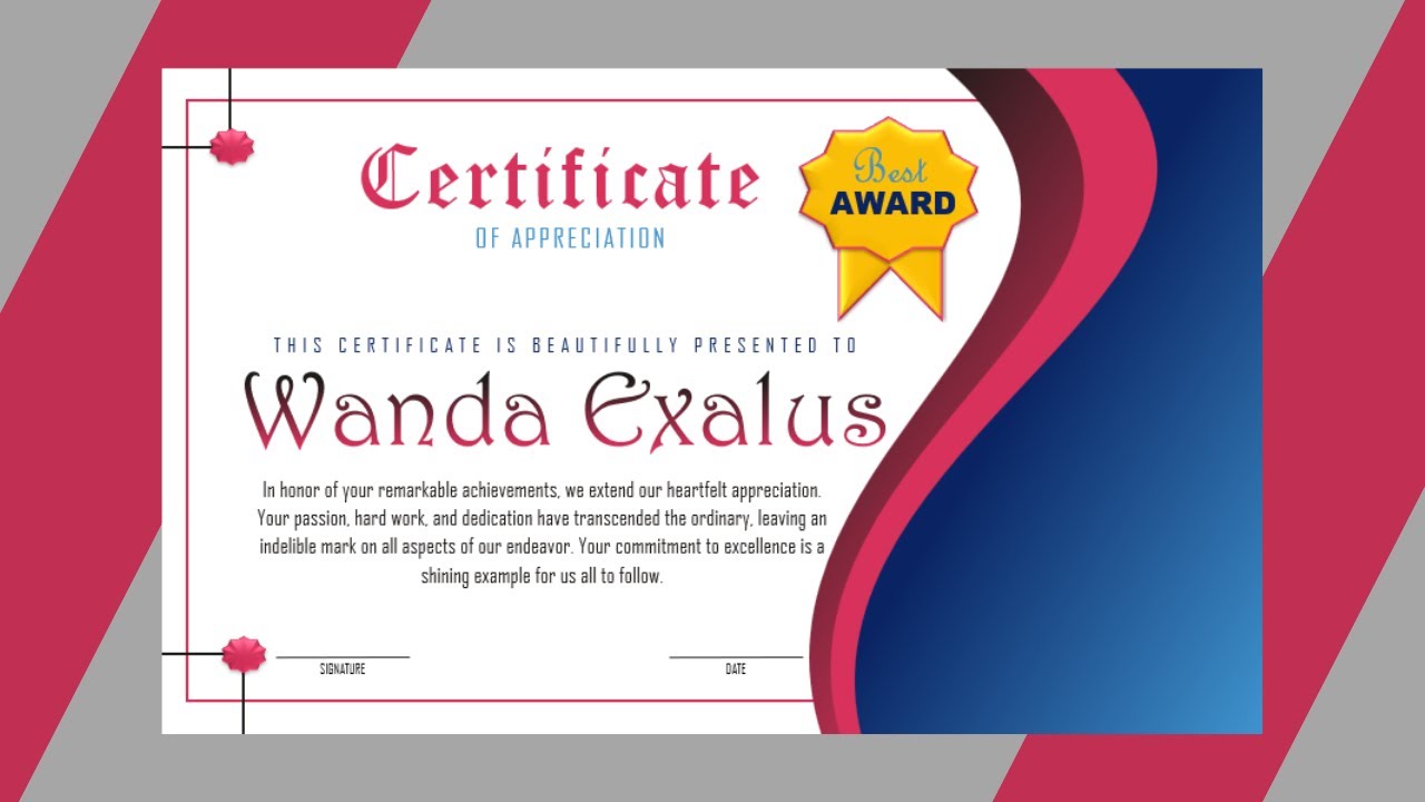 Designing Appreciation Certificates in MS Word | Free Templates #moderndesign #certificate