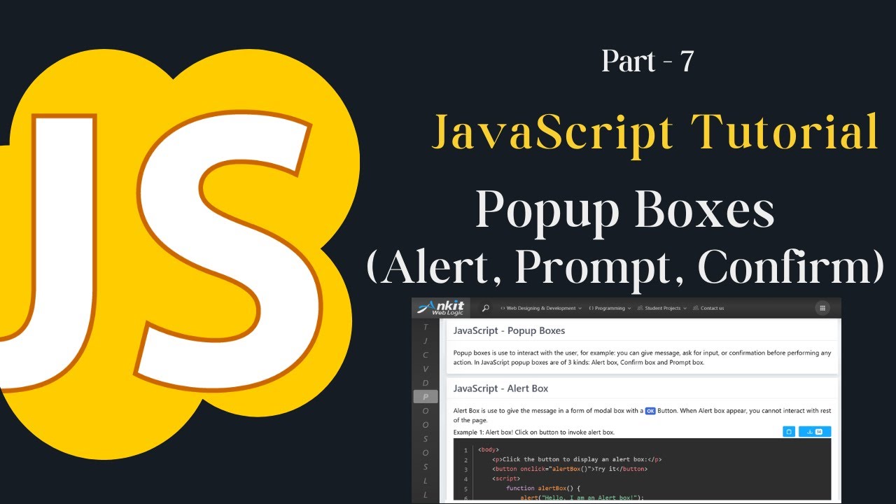 JavaScript Tutorial - 7 | Popup Boxes