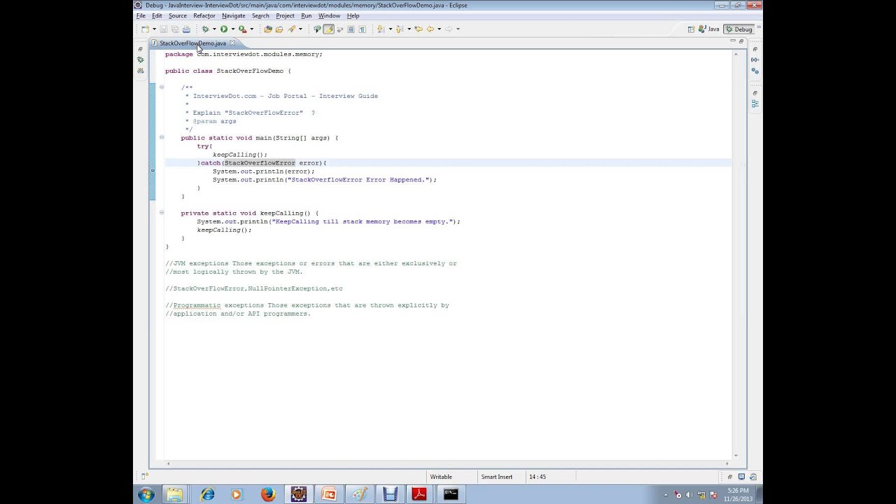 Java Interview Question And Answer StackOverFlowError In Java Explain Java Interview