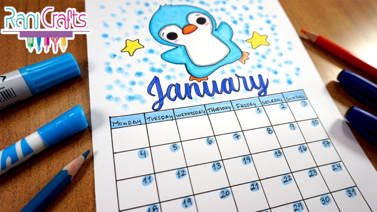 DIY - JANUARY CALENDAR - Bullet journal, decoration, organization ideas.