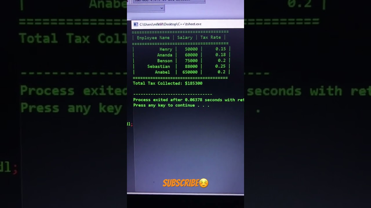 tax collection IDE dev c++#cppprogramming