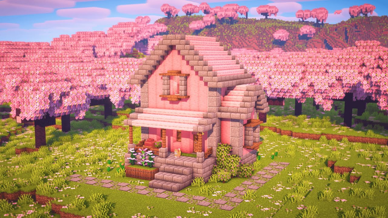 Minecraft | How to build a Cherry Blossom Survival House - Minecraft Builders