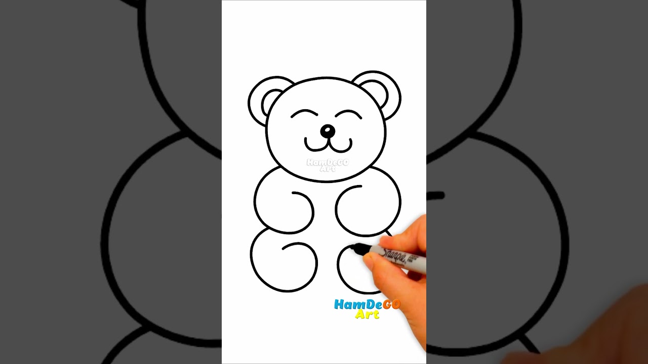 🧸Aprende a dibujar un adorable oso de forma sencilla #shorts #lineart #drawing