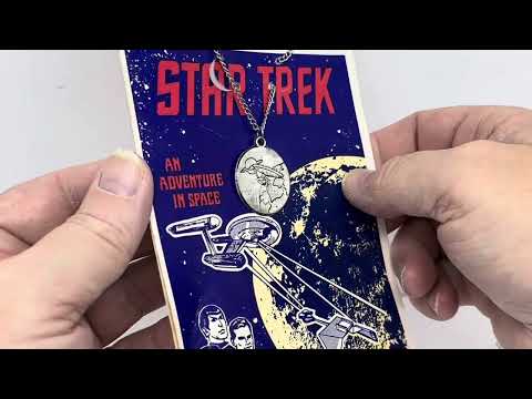 Vintage 1976 Star Trek TOS Space Jewelry - The USS Enterprise Medallion Necklace Plus Mini Poster