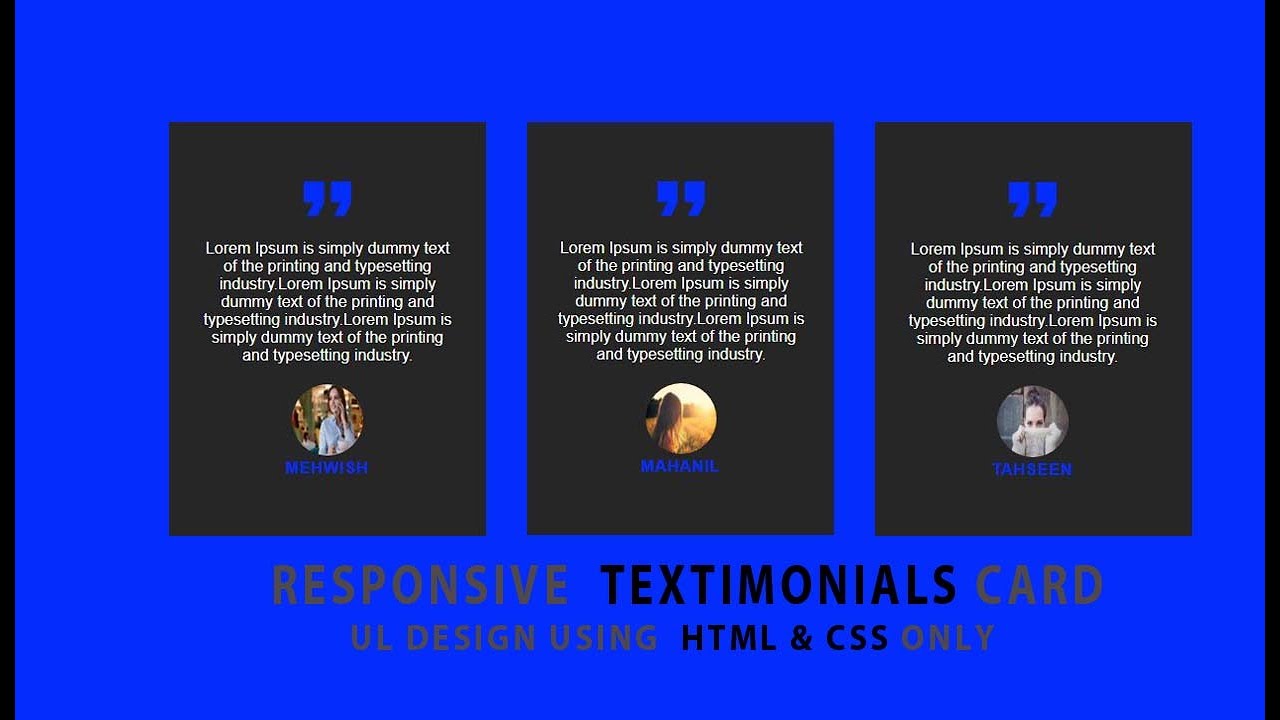 Responsive testimonials section using only HTML & CSS | Tutorials Design
