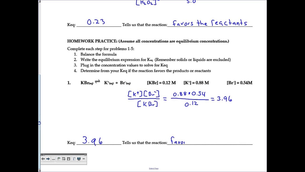 02   Equilibrium Constant Worksheet   key
