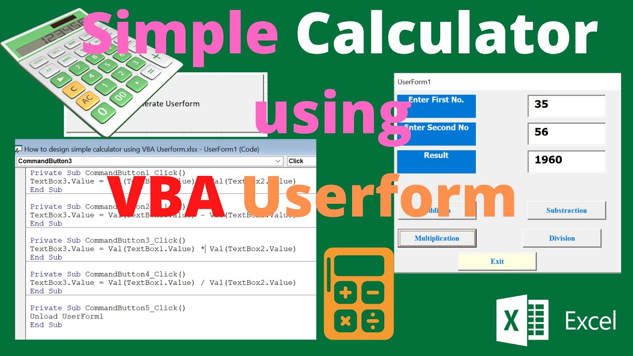 How to create Simple Calculator using VBA Userform