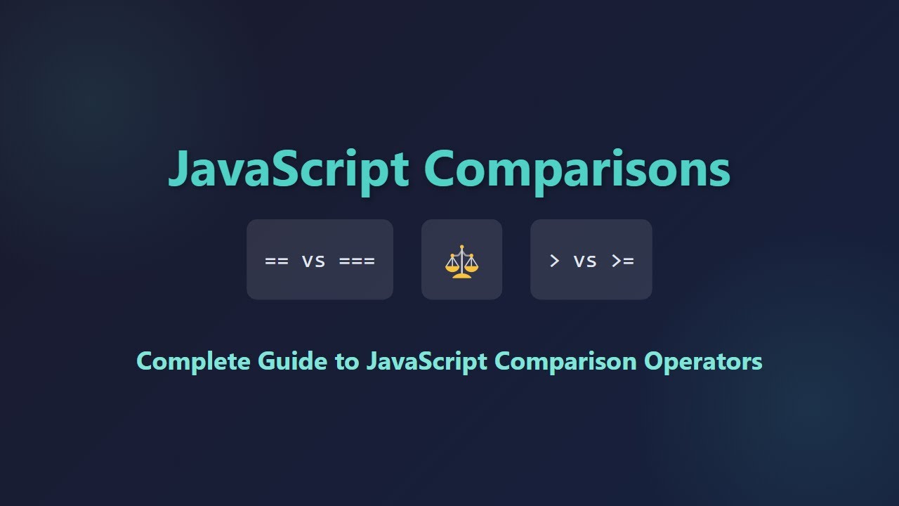 JavaScript Comparison Operators: == vs ===, Relational & Type Comparisons Explained