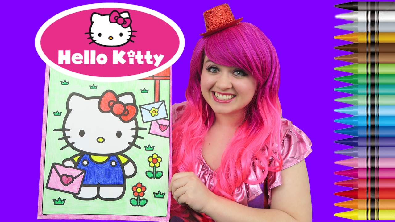 Coloring Hello Kitty GIANT Coloring Book Crayola Crayons | COLORING WITH KiMMi THE CLOWN