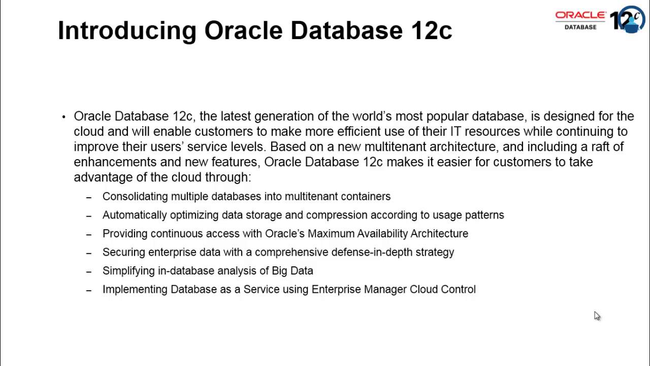 Oracle Database 12c Training