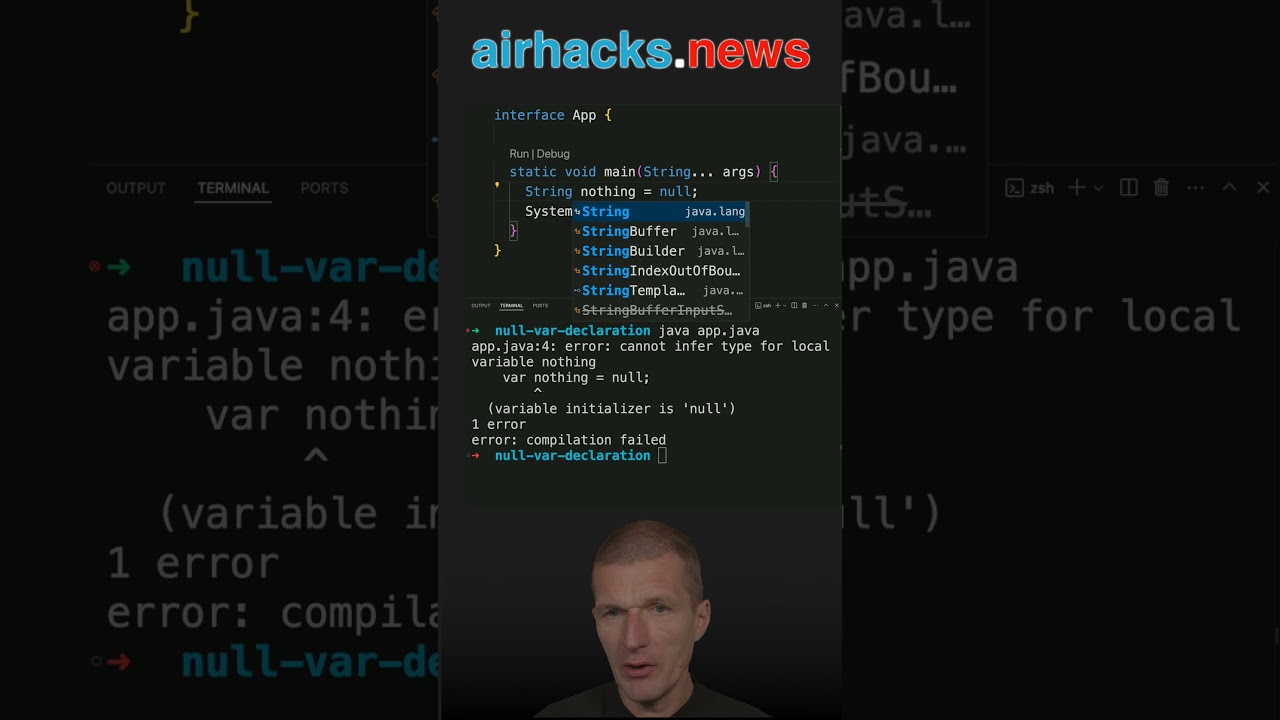 Null vars or When A var is Uglier #java #shorts #coding #airhacks