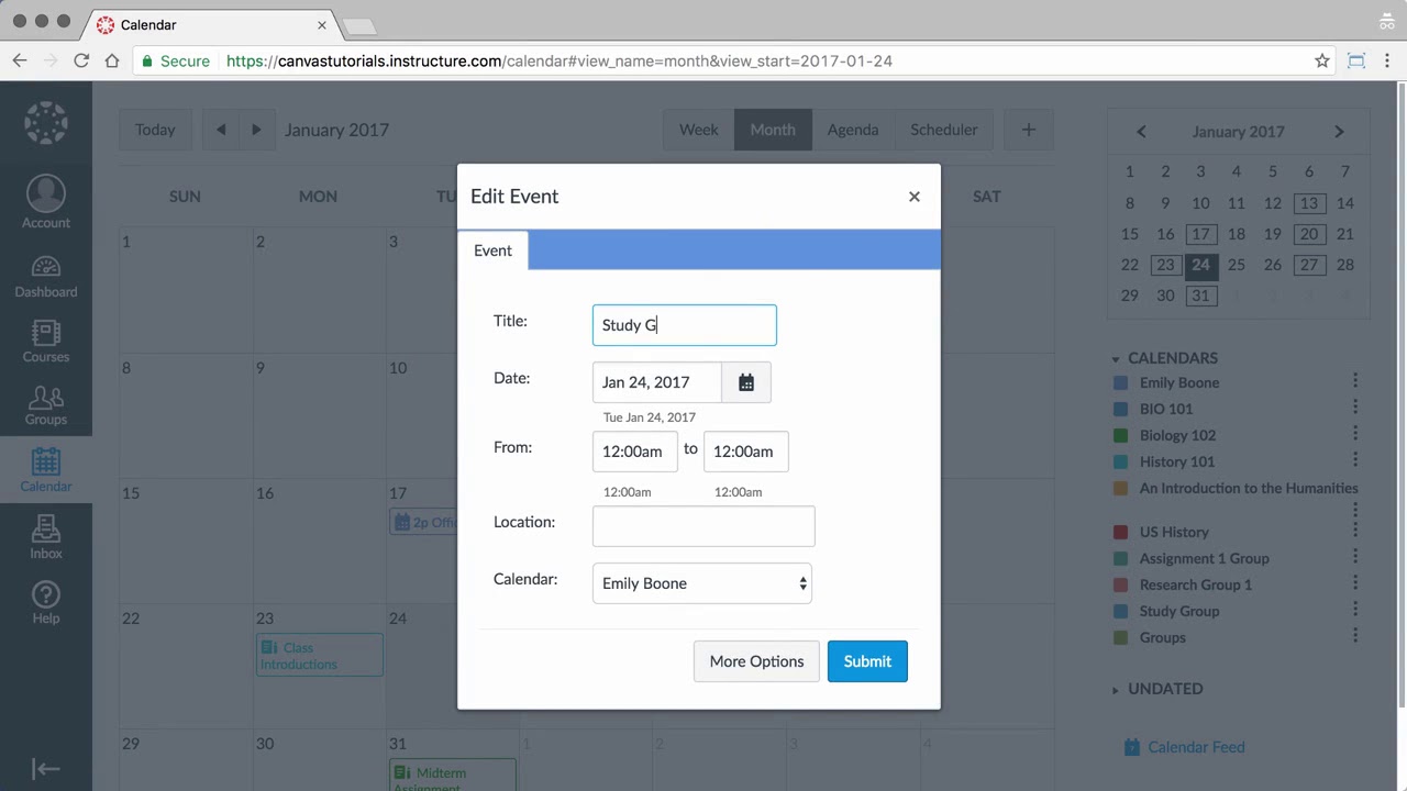 Calendar   Canvas Tutorial Video Series