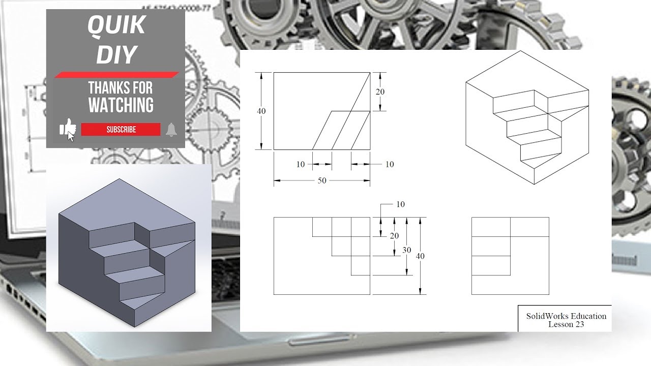 Solidworks CAD Tutorial exercise #23 for beginners
