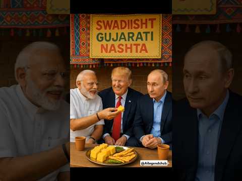 Modi Ji, Trump & Putin Eating Dhokla & Fafda in Gujarat – Desi Style! 🇮🇳😋