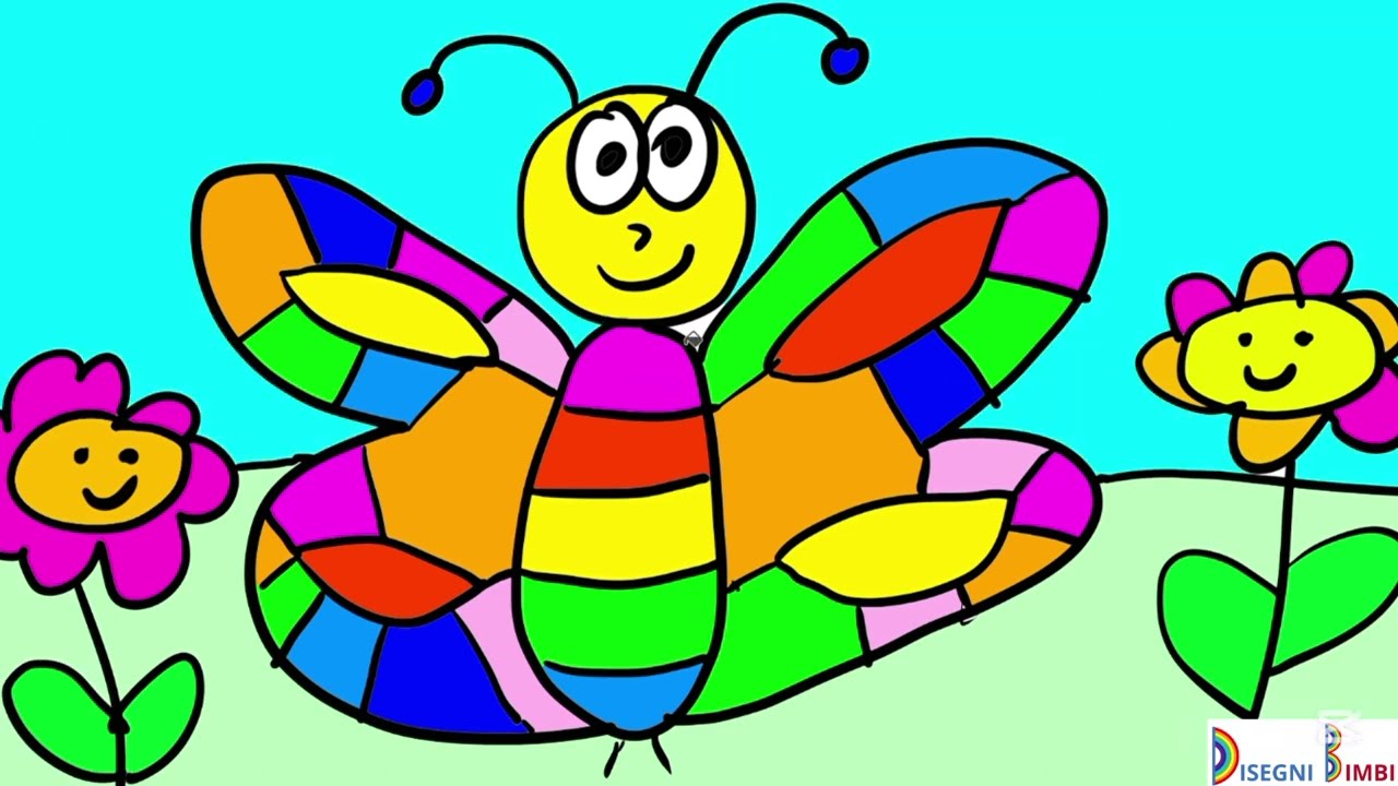 Come disegnare una splendida farfalla coloratissima in mezzo ai fiori