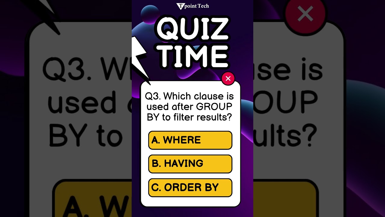 MySQL MCQs | MySQL Practice Questions & Answers | Tpoint Tech