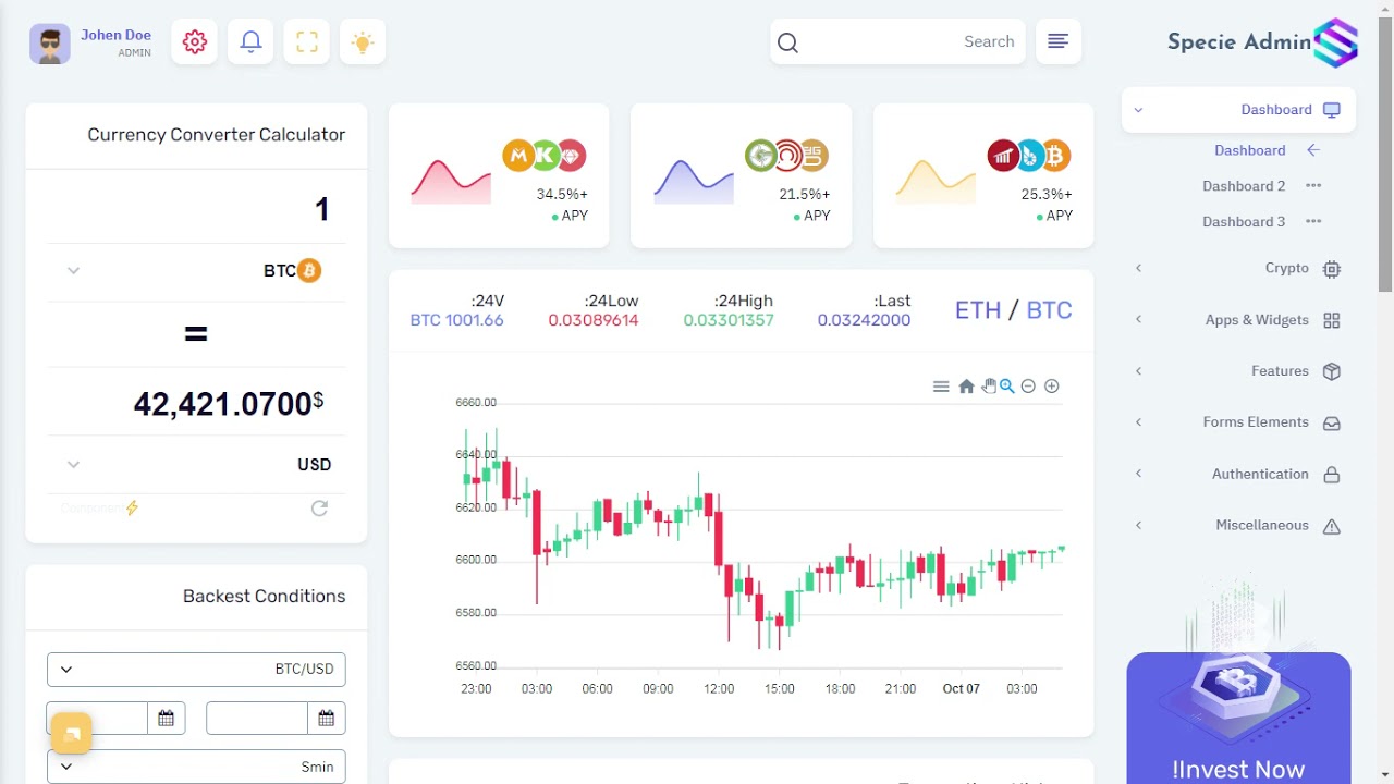 Bitcoin CryptoCurrency Template Bootstrap 5 Admin Dashboard With RTL Light Theme