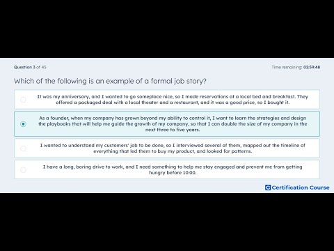 Which of the following is an example of a formal job story?