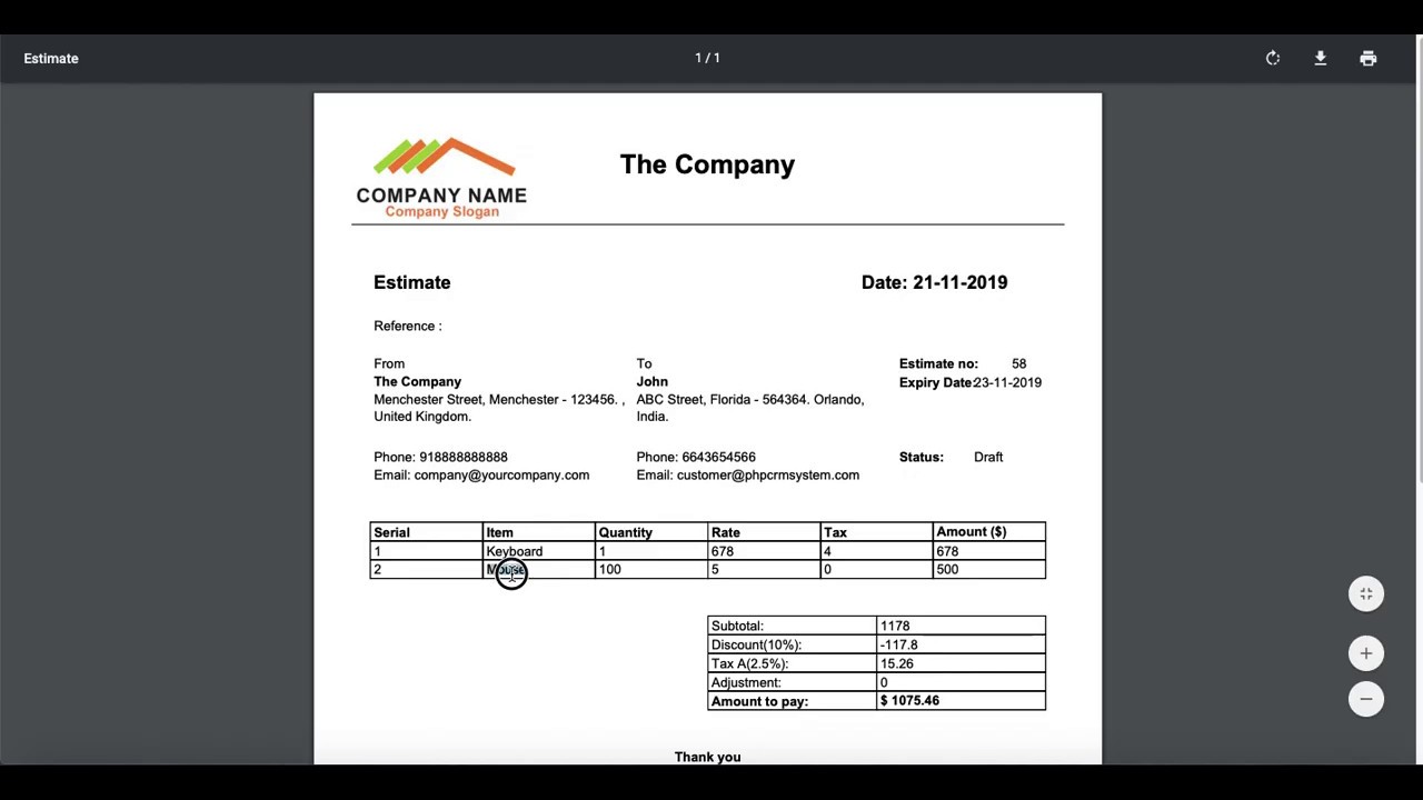 Create Invoices, estimates ,proposal in php - phpcrmsystem.com