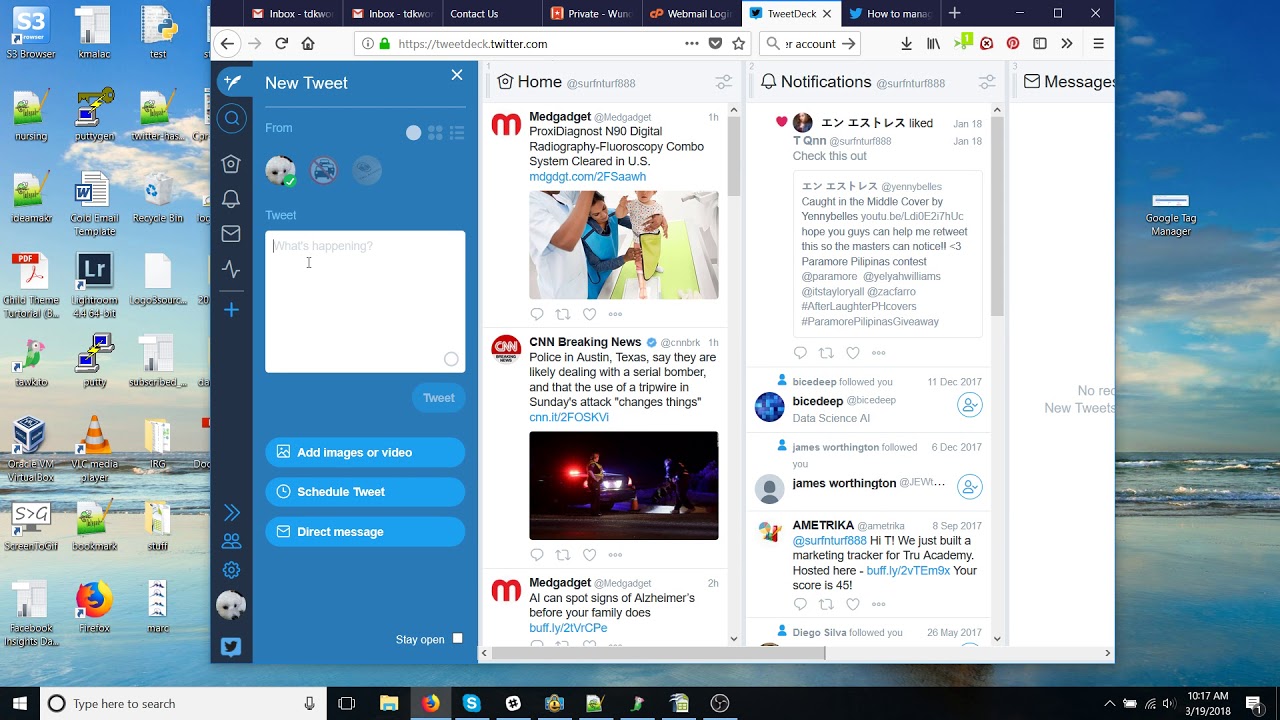 Using tweetdeck to manage multiple Twitter accounts