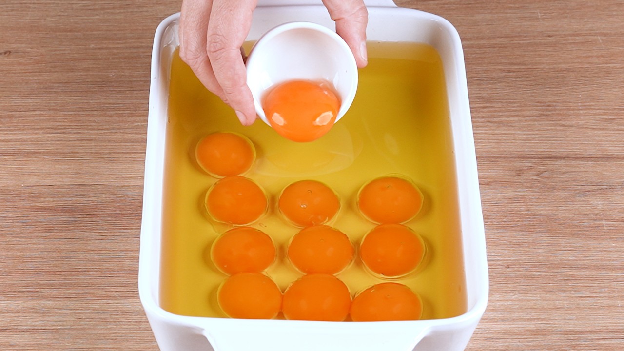 Put the eggs in olive oil! I learned this trick at a French restaurant