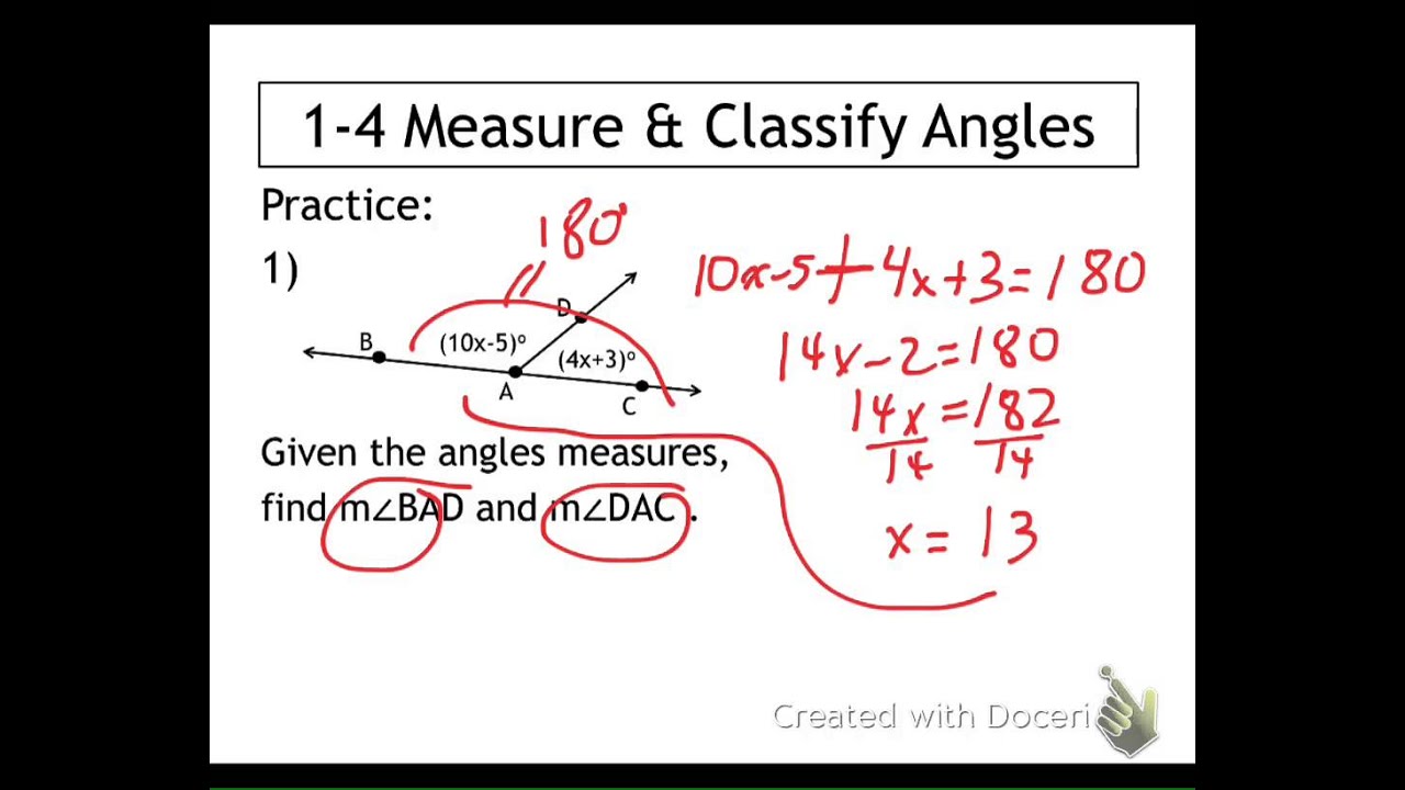 Geometry Lesson 1-4: Measure & Classify Angles