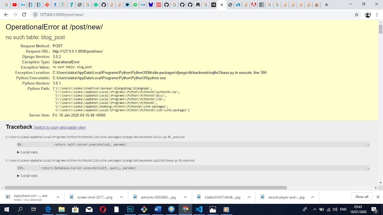 Django python OperationalError no such table easy fix