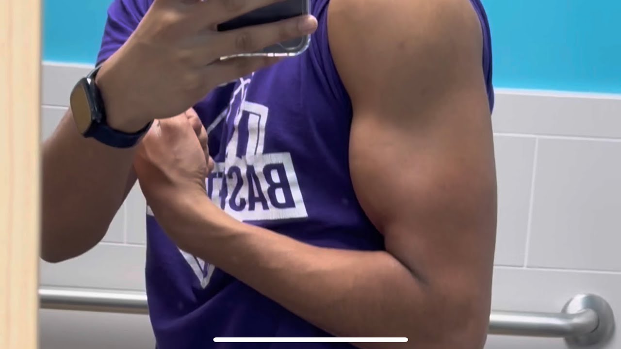 Flexing My Arms In The Gym Bathroom…