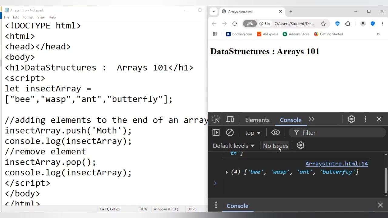 JavaScript: Adding and Removing Elements on Arrays