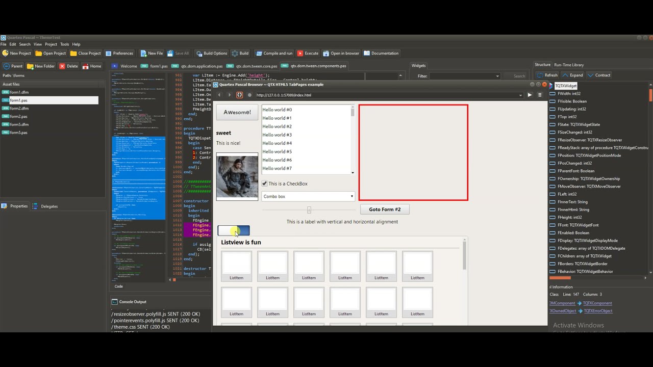 Quartex Pascal ~ Sliding forms (boxed application model)