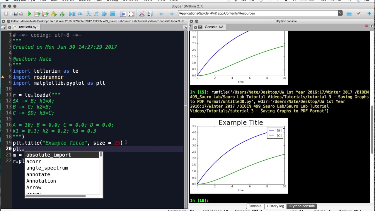 Basic graph manipulations using matplotlib