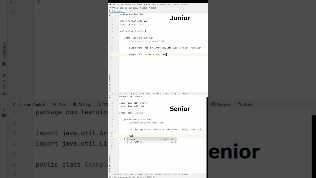 Junior vs Senior | Beginner vs Pro backend developer #java #backend #coding #interview #programming