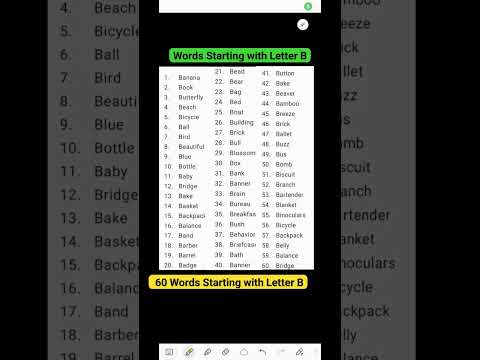 Words Starting with Letter B II 60 Words Starting with Letter B||B Letter Words||B Words #words