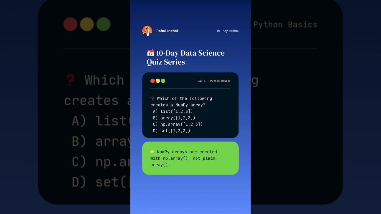 Data Science Quiz Day 1: Python Basics - NumPy Array Creation Challenge