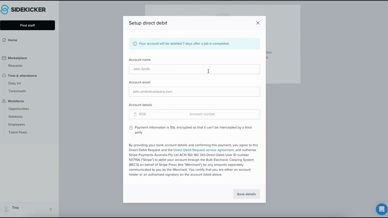 How to setup Direct Debit