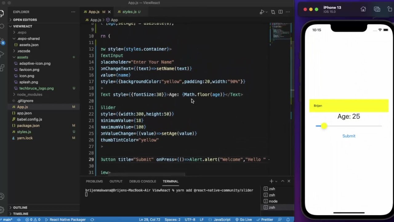 React Native Tutorial 53 - React Native Slider Example