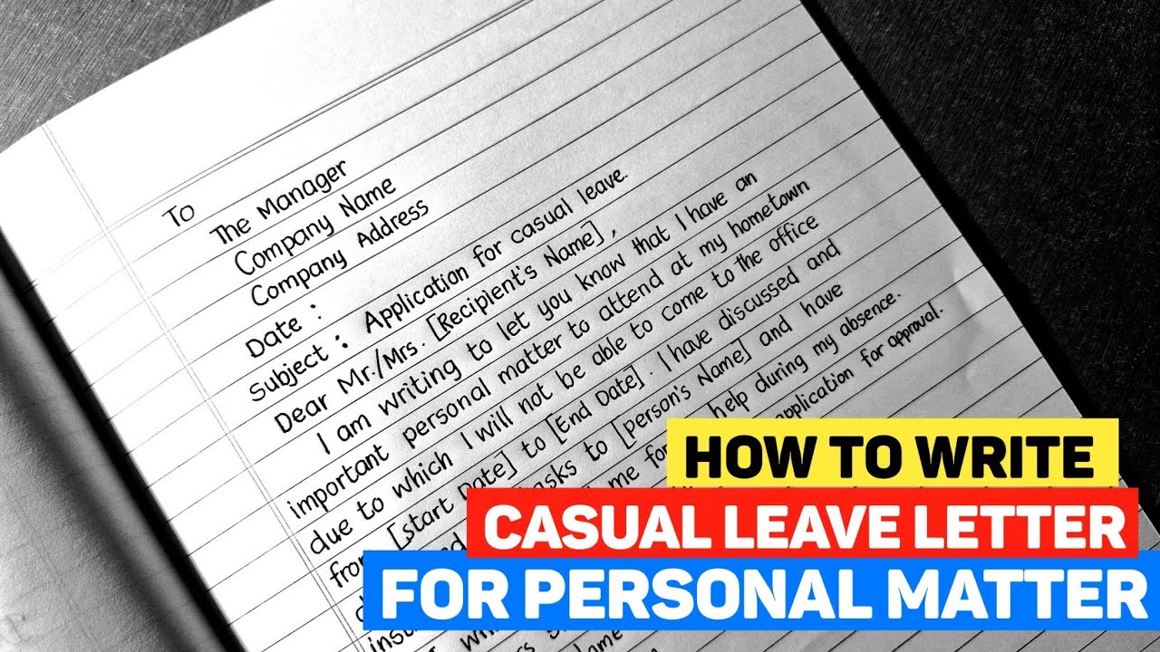 How to Write Casual Leave Application Letter | Casual Leave For Personal Matter