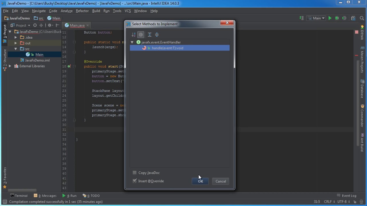 02 JavaFX Java GUI Tutorial   2   Handle User Events