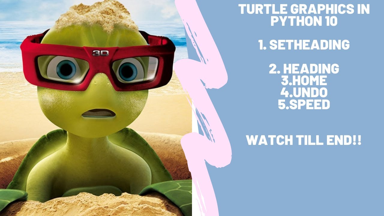Turtle graphics in python 10 || learn here setheading, heading, undo, home, speed || python