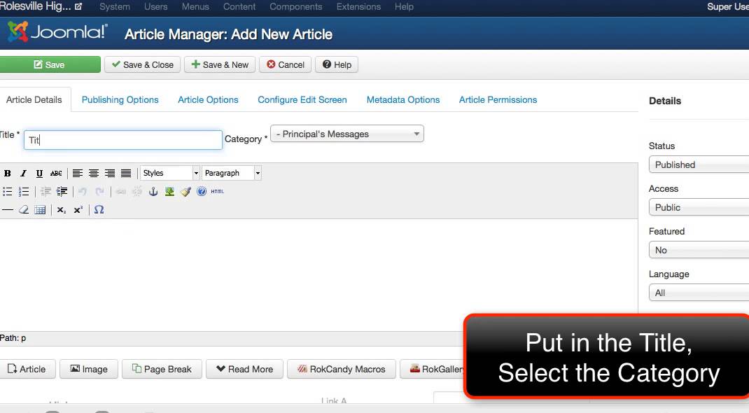 RHS: Adding an Article