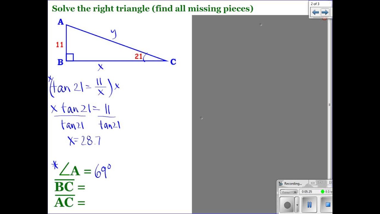 Geometry - 7-7: Solve Right Triangles