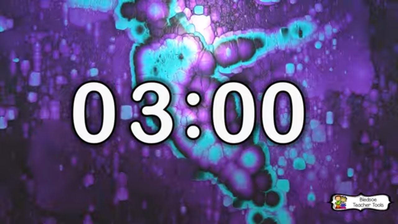 3 Minute Timer ⏱️ | Background Music | Calm Aqua & Purple Visual Countdown
