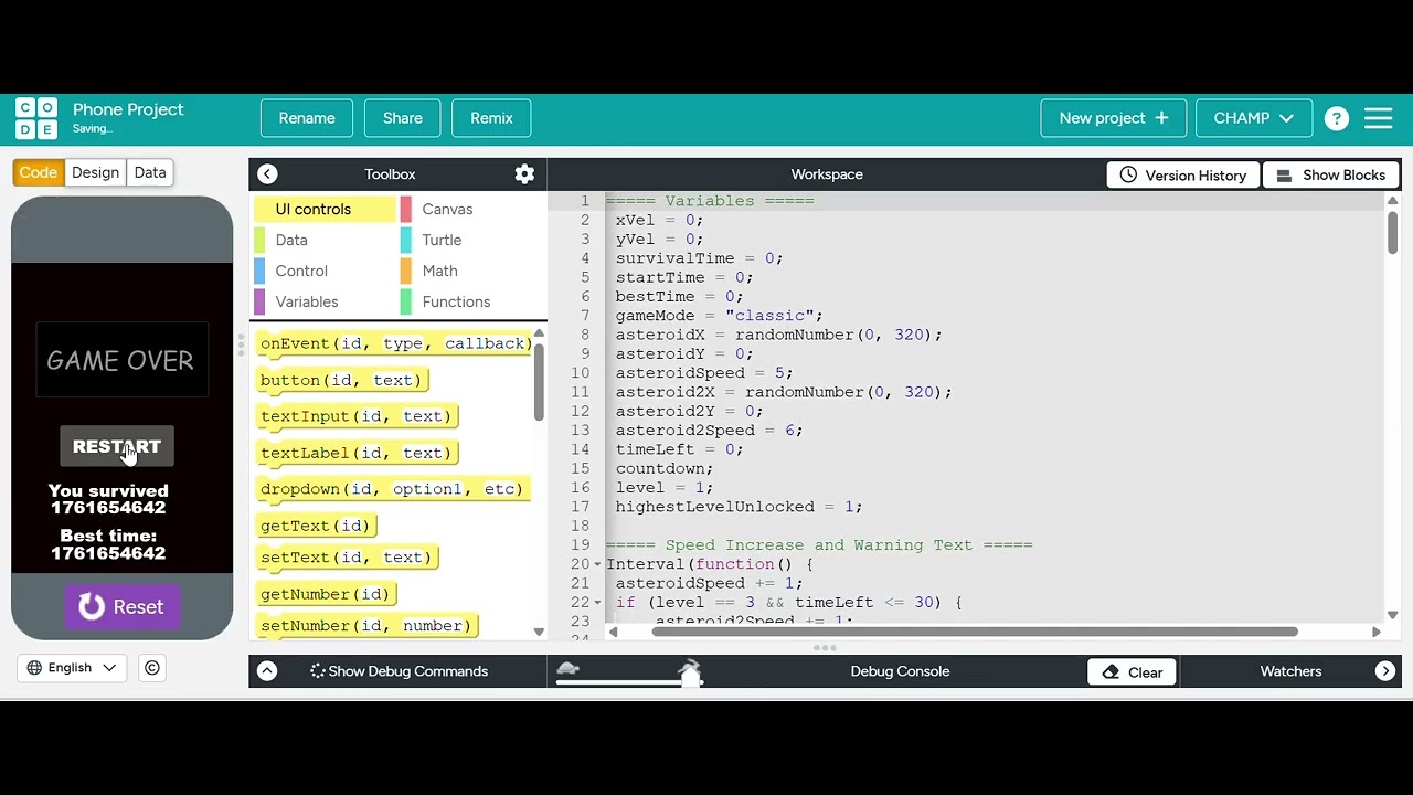 Asteroid Dodger Showcase