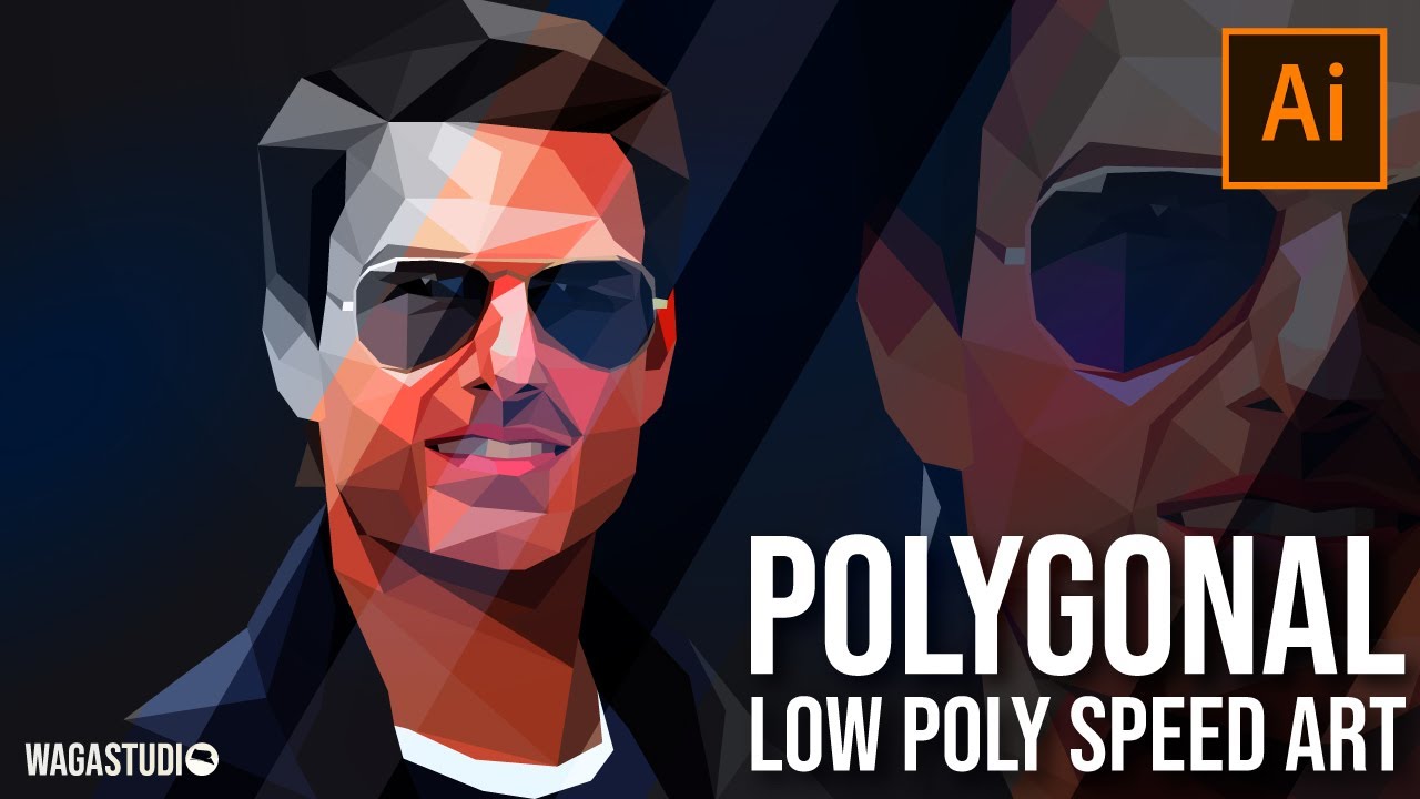 Adobe Illustrator Tutorial : Low poly art TIPS & TRICKS (Tom Cruise)