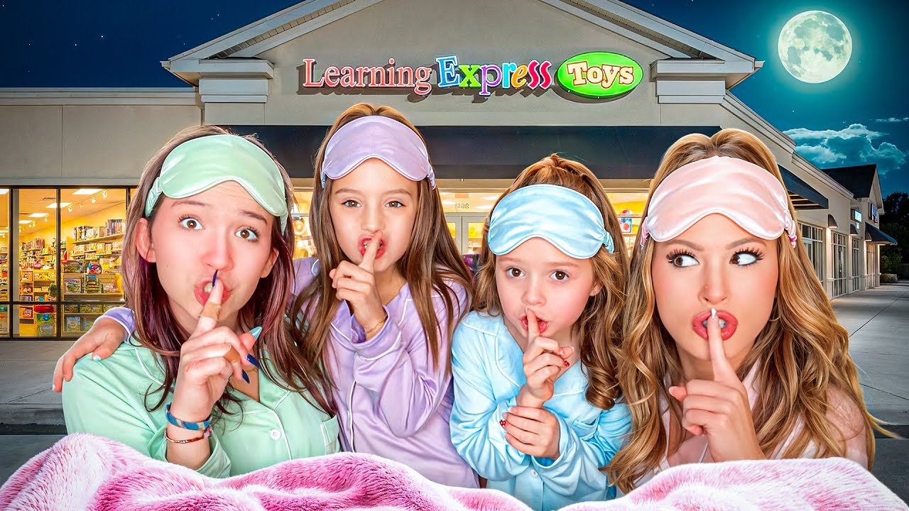 WE HAD A SECRET SLEEPOVER AT LEARNING EXPRESS 🤫🧸🍿#sleepover #trending #shopping #bff #cute #party
