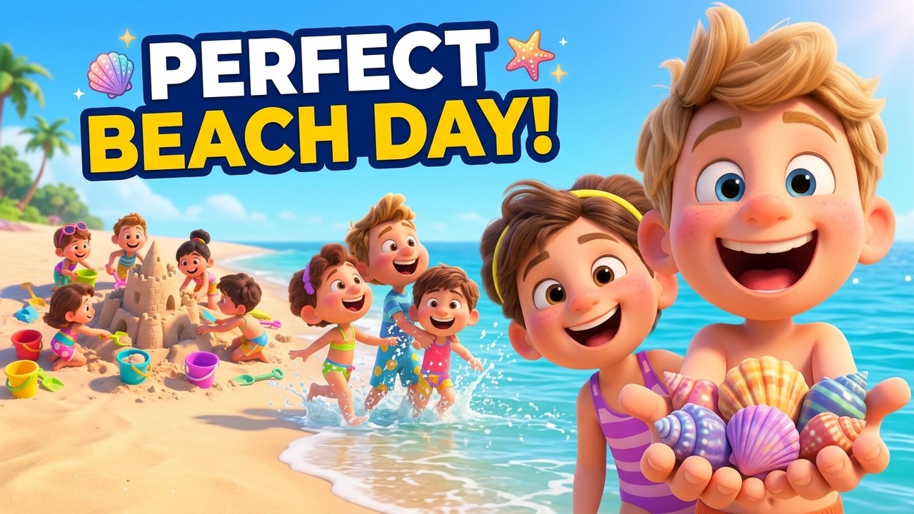 Beach Day Playtime | Kids Activities, Swimming & Seashell Collecting 🐚