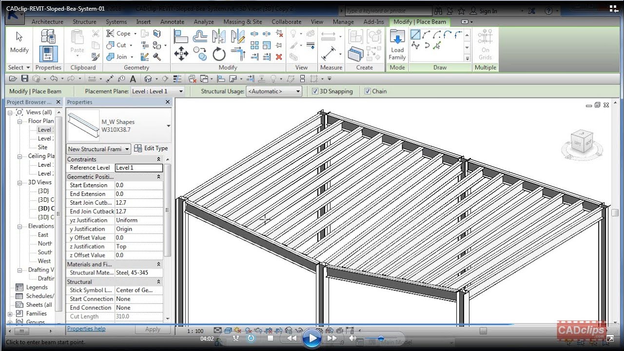 REVIT Sloped Beam System - CADclips