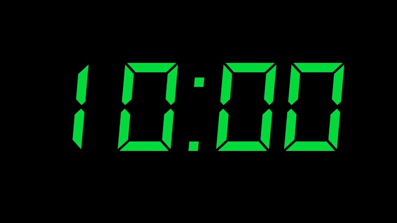 10-Min Digital Clock Countdown — Neon Green Timer