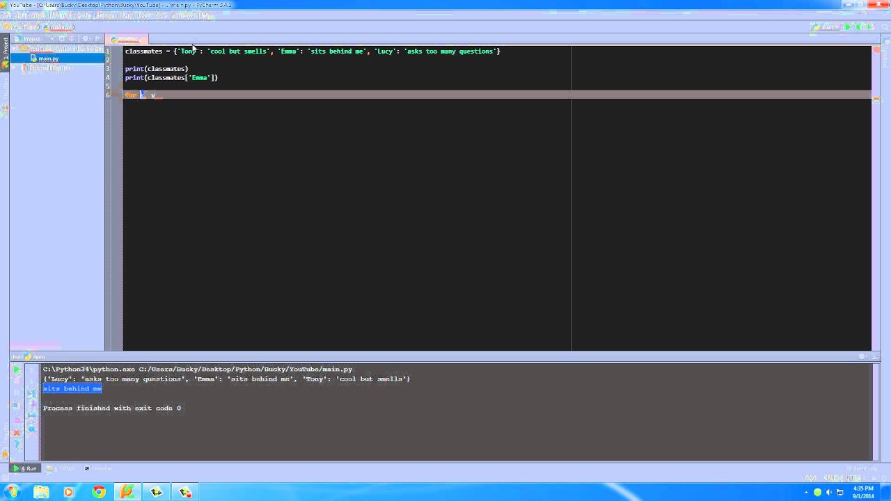 Python Programming Tutorial - 20 - Dictionary
